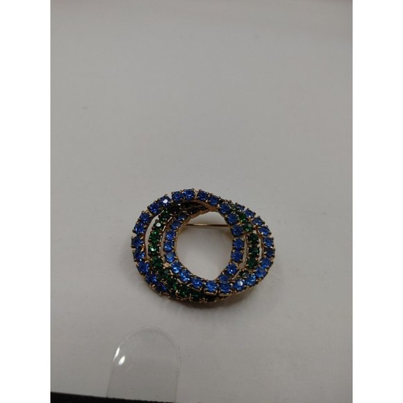 Unbranded | Jewelry | Vintage Art Deco Triple Rhinestone Green Blue ...
